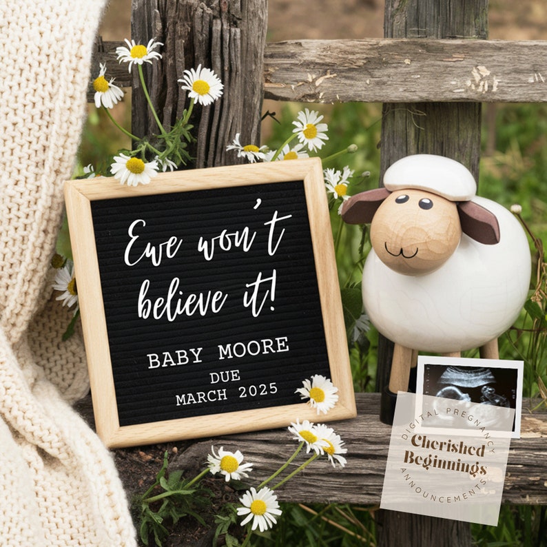 Farm Baby Digital Pregnancy Announcement for Social Media, Sheep ...