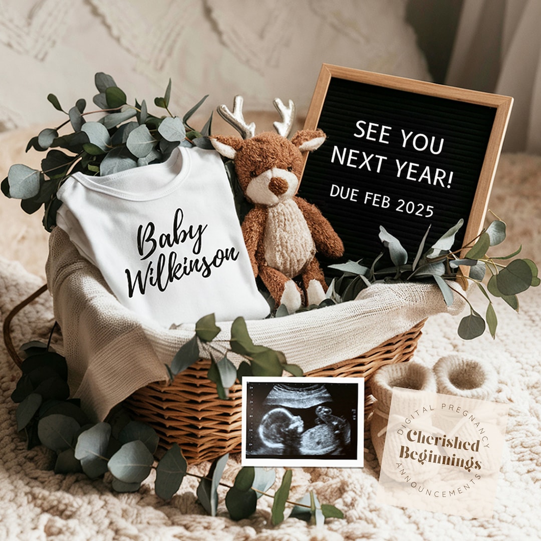 Digital Pregnancy Announcement See You Next Year 2025 Baby for Social ...