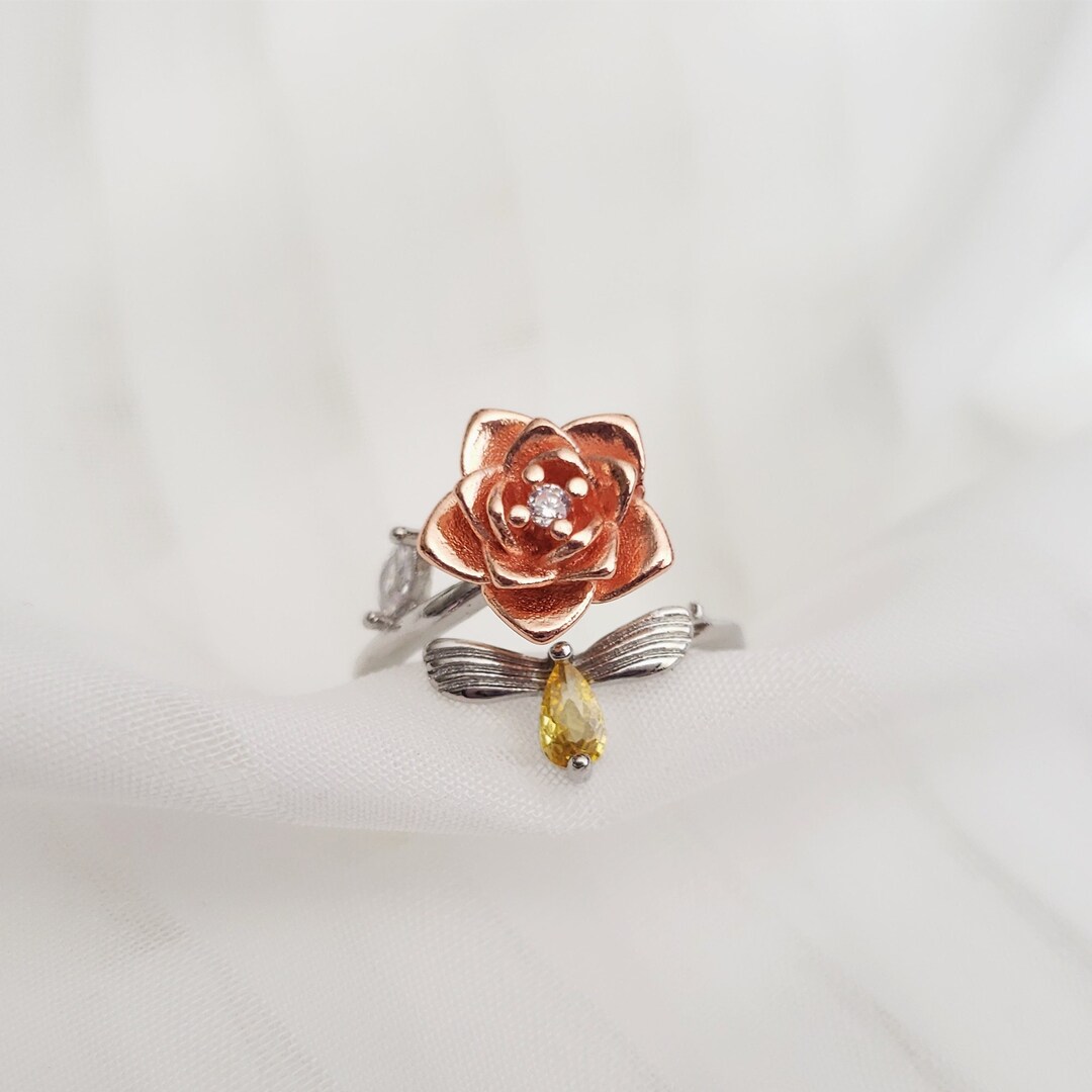 Fidget Ring, Peony Spinning Ring, Introvert Anxiety Spinner Flower Bee ...