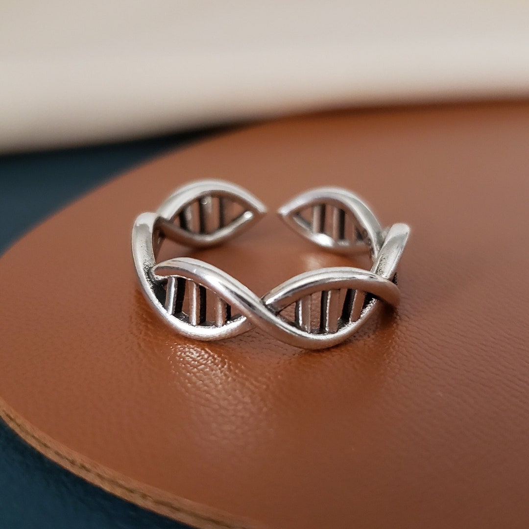 DNA Double Helix Ring, Vintage Silver Lab Science Geeks Ring Fun Twist ...