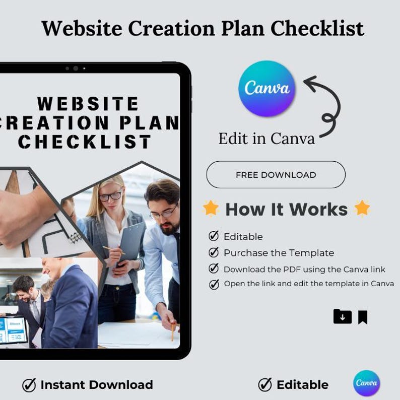 Website Development Plan, Website Planner Checklist, Canva Web Design ...