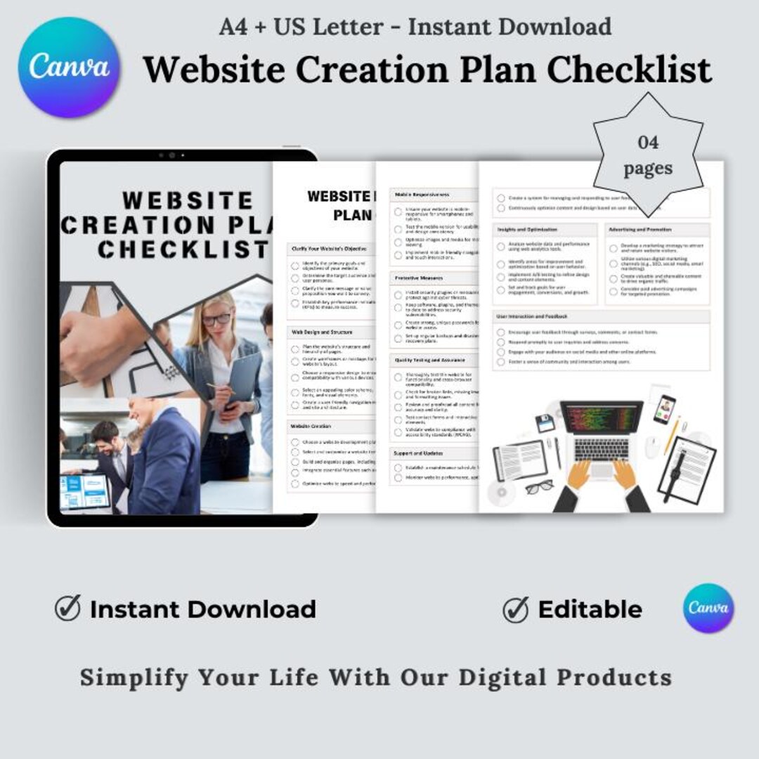 Website Development Plan, Website Planner Checklist, Canva Web Design ...
