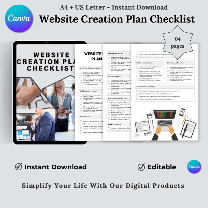 Website Development Plan, Website Planner Checklist, Canva Web Design ...