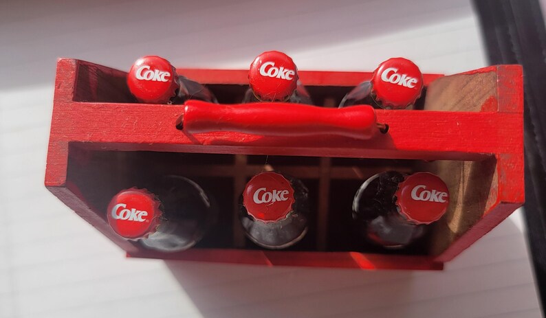 Coca-cola Miniature Glass Bottle 6 Pack in Wooden Holder With Handle - Etsy