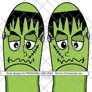 Frankenstein Sock Png Halloween BUNDLE Slipper Sock Sublimation Designs ...