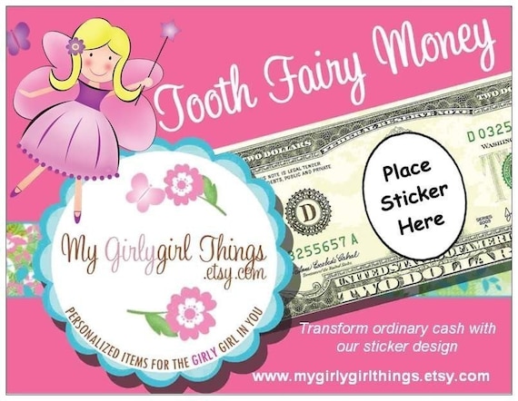 Tooth Fairy Money PDF File of Stickers for ONE or Two Dollar - Etsy