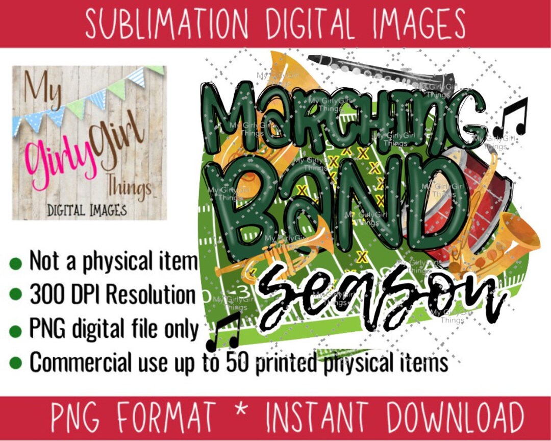 Marching Band Season, Dark Green Team, Marching Band, DIGITAL IMAGE for ...