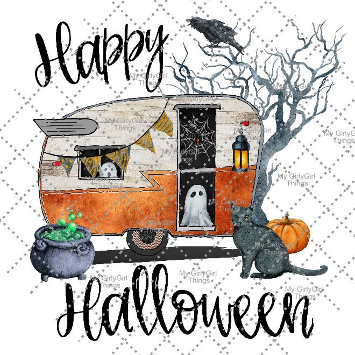 Halloween Camper Trailer Digital PNG ,fall Halloween Pumpkin Digital ...