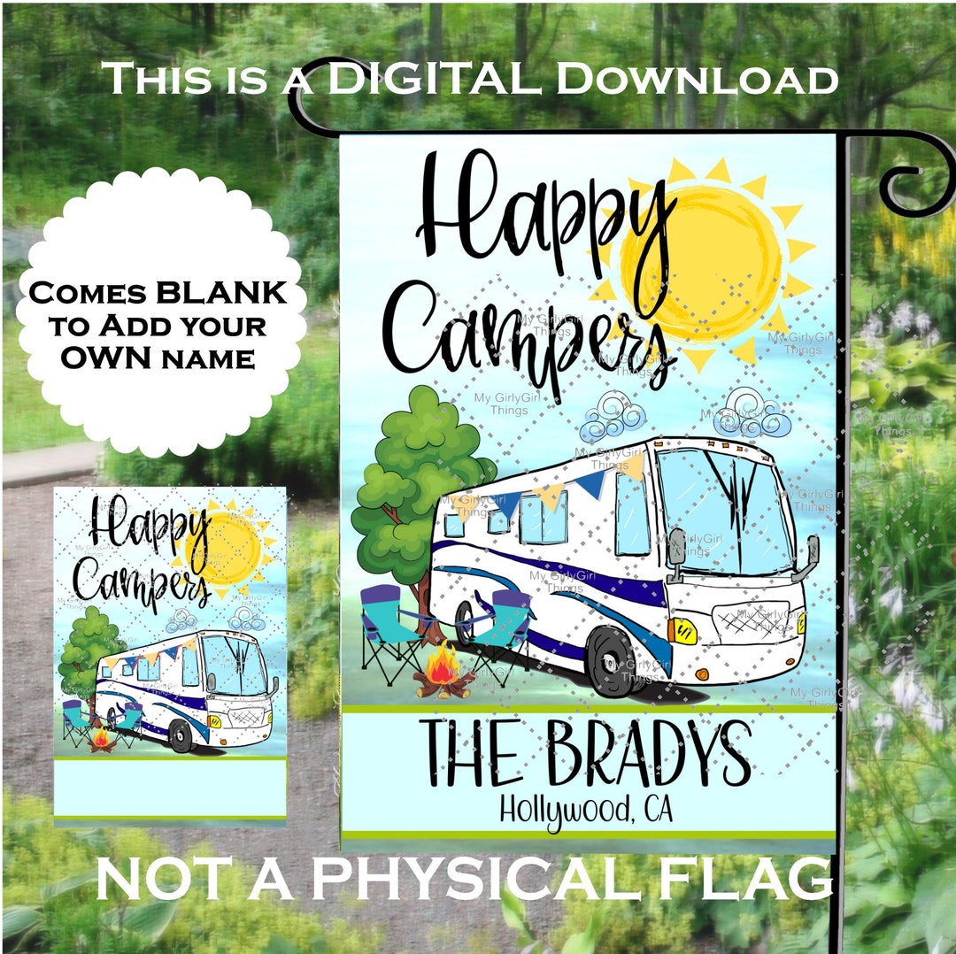 Happy Camper Garden Flag Sublimation Design Downloads PNG - Etsy