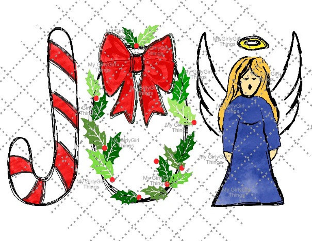 JOY Christmas Angel Doodle Digital Image, Png, Jpg, Christmas ...