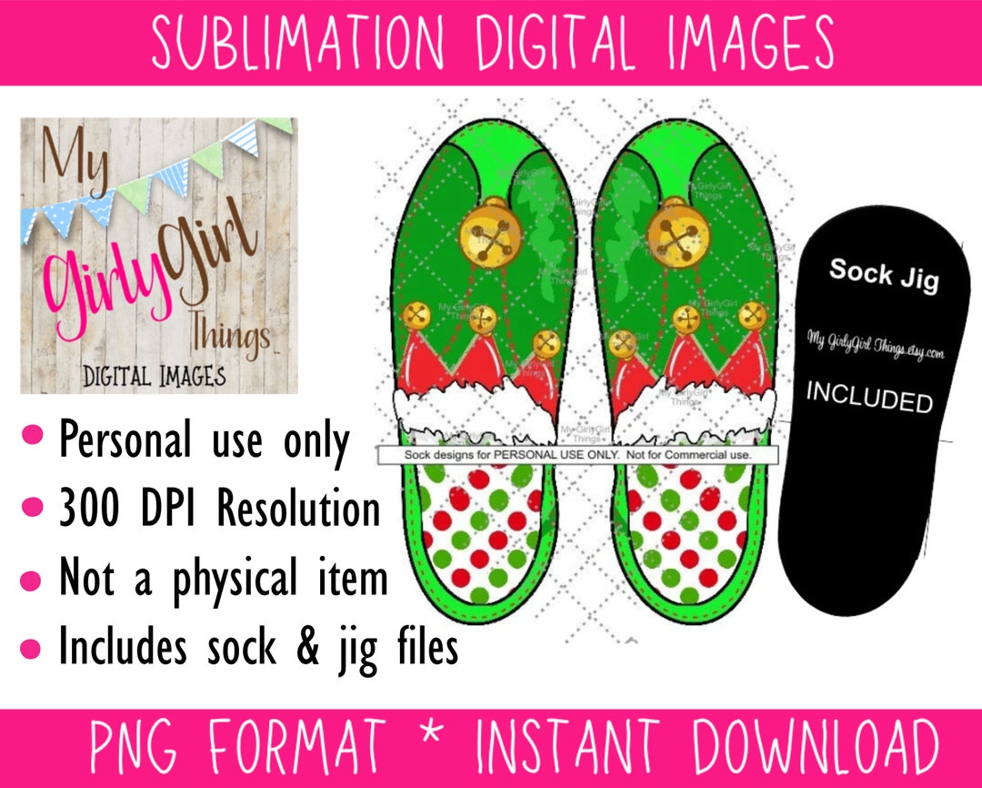 Elf Foot Slipper Sock Sublimation Digital Download, Free Sock Jig ...