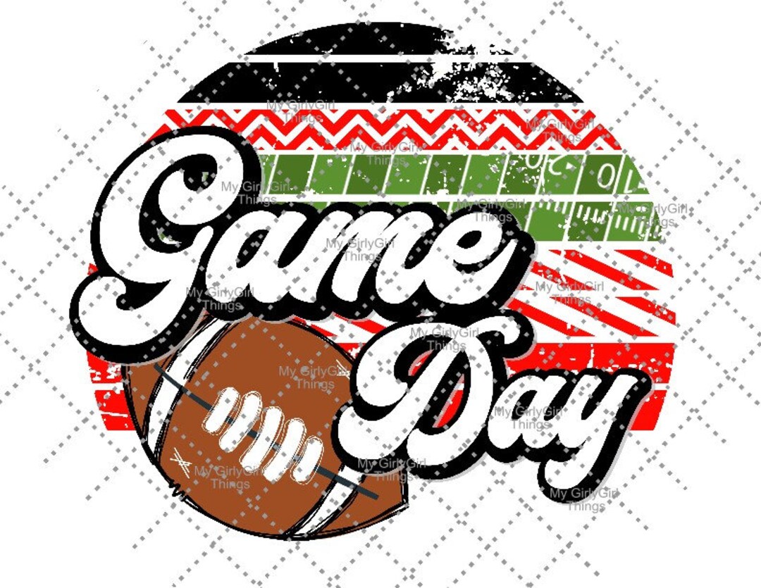 Red and White, Red and Black Football PNG | Game Day Vintage Digital ...