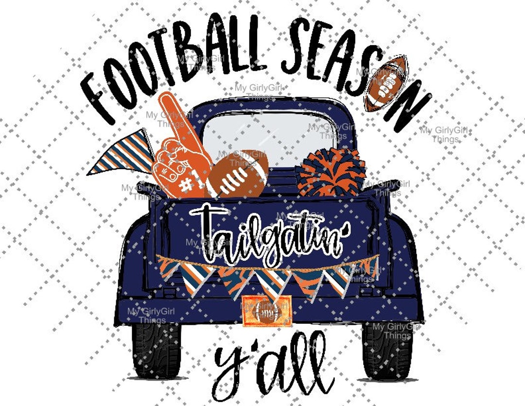 Orange and Blue Football Sublimation PNG , Tailgating , It's Game Day Y ...