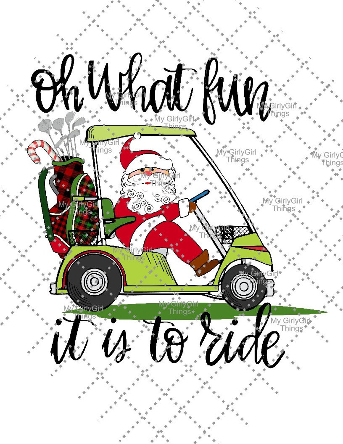 Santa Golf Cart Christmas DIGITAL Image Png Jpg Oh What Fun - Etsy