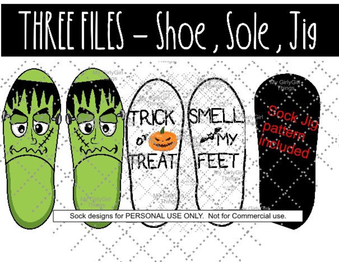 Frankenstein Sock Png Halloween BUNDLE Slipper Sock Sublimation Designs ...