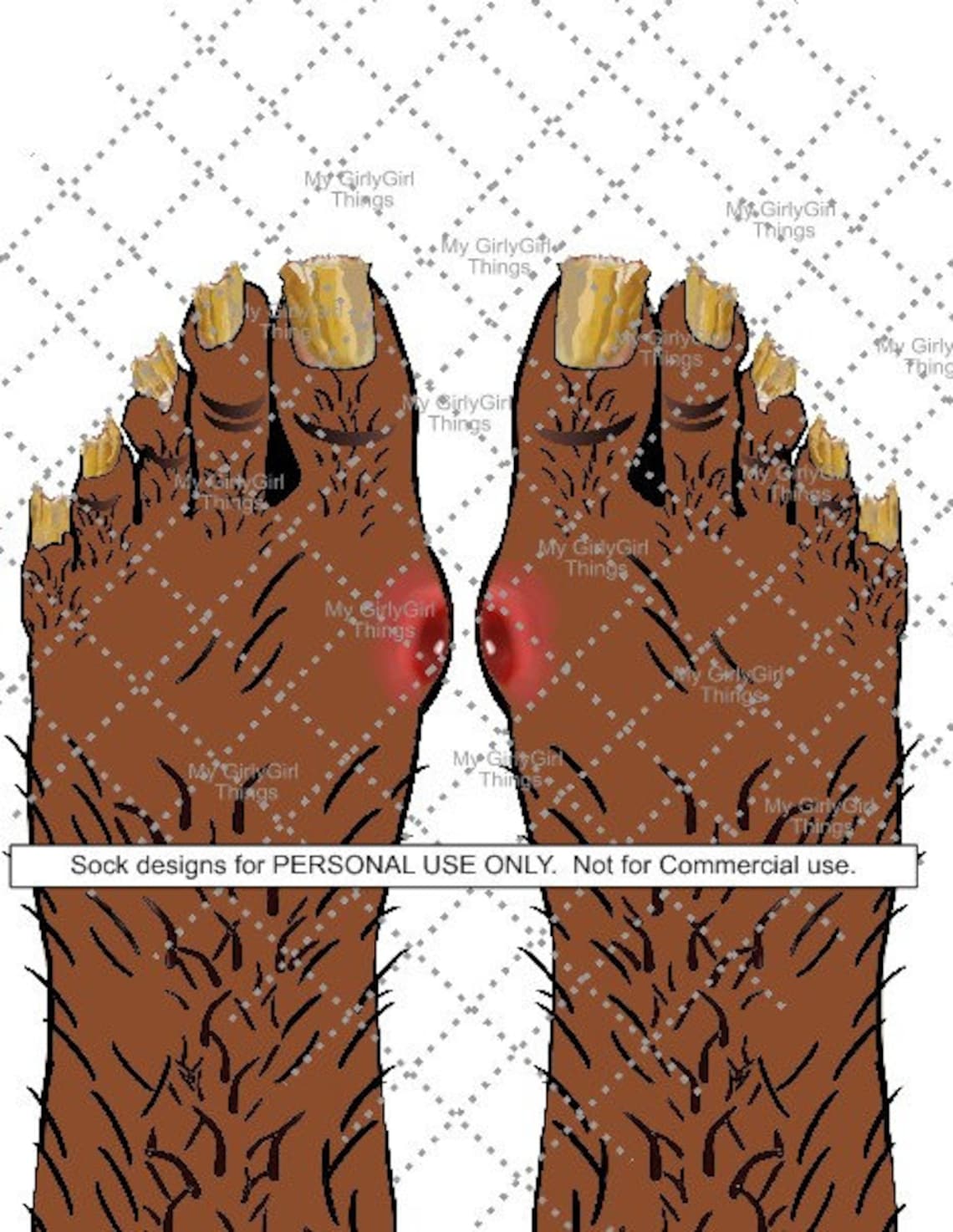 Cartoon Ugly Feet Dark Skintone Hairy Feet Fungus Toenail - Etsy
