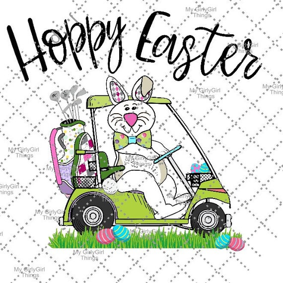 Golf Cart Easter Bunny Digital Image Png Jpg Hoppy Easter | Etsy