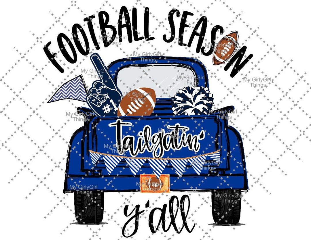 Blue and White Football Team PNG Vintage Truck Digital Download ...