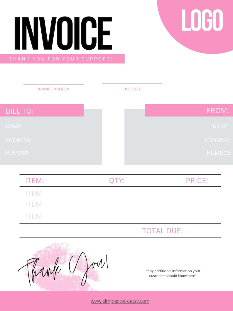Digital / Printable Beauty Invoice Sheet - Etsy