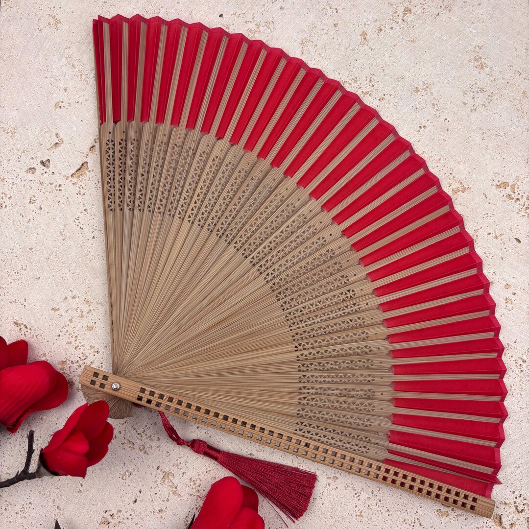 Crimson Brown Hand Fan, Portable Hand Fan, Folding Hand Fan for Wedding ...