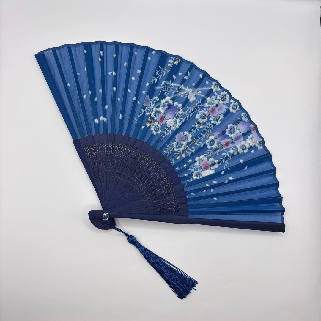 Coral Blue Fan, Floral Fan, Summer Fan, Coral Flower Fan, Blue Flower ...