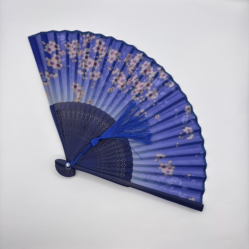 Blue Hand Fan, Floral Fan, Summer Fan, Blue Flower Fan, Vintage Fan ...