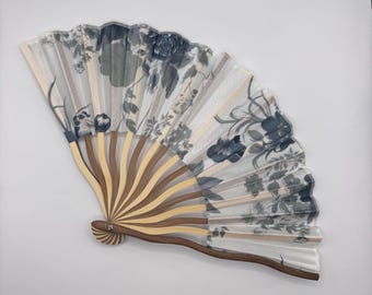 Blue Hand Fan, Floral Fan, Summer Fan, Blue Flower Fan, Vintage Fan ...