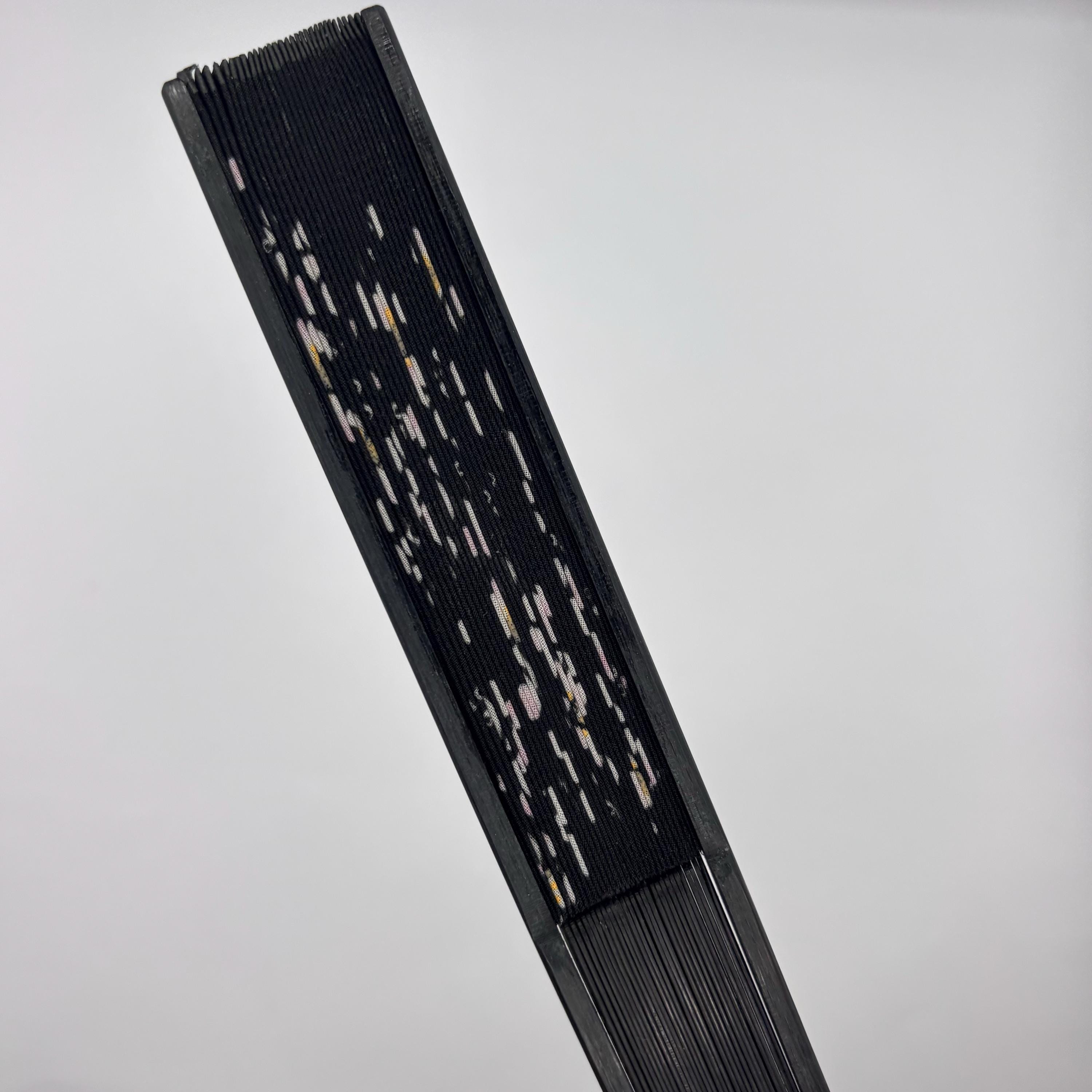 Black Sakura Fan, Silk Bamboo Fan, Floral Hand Fan, Pink Blossom Fan ...