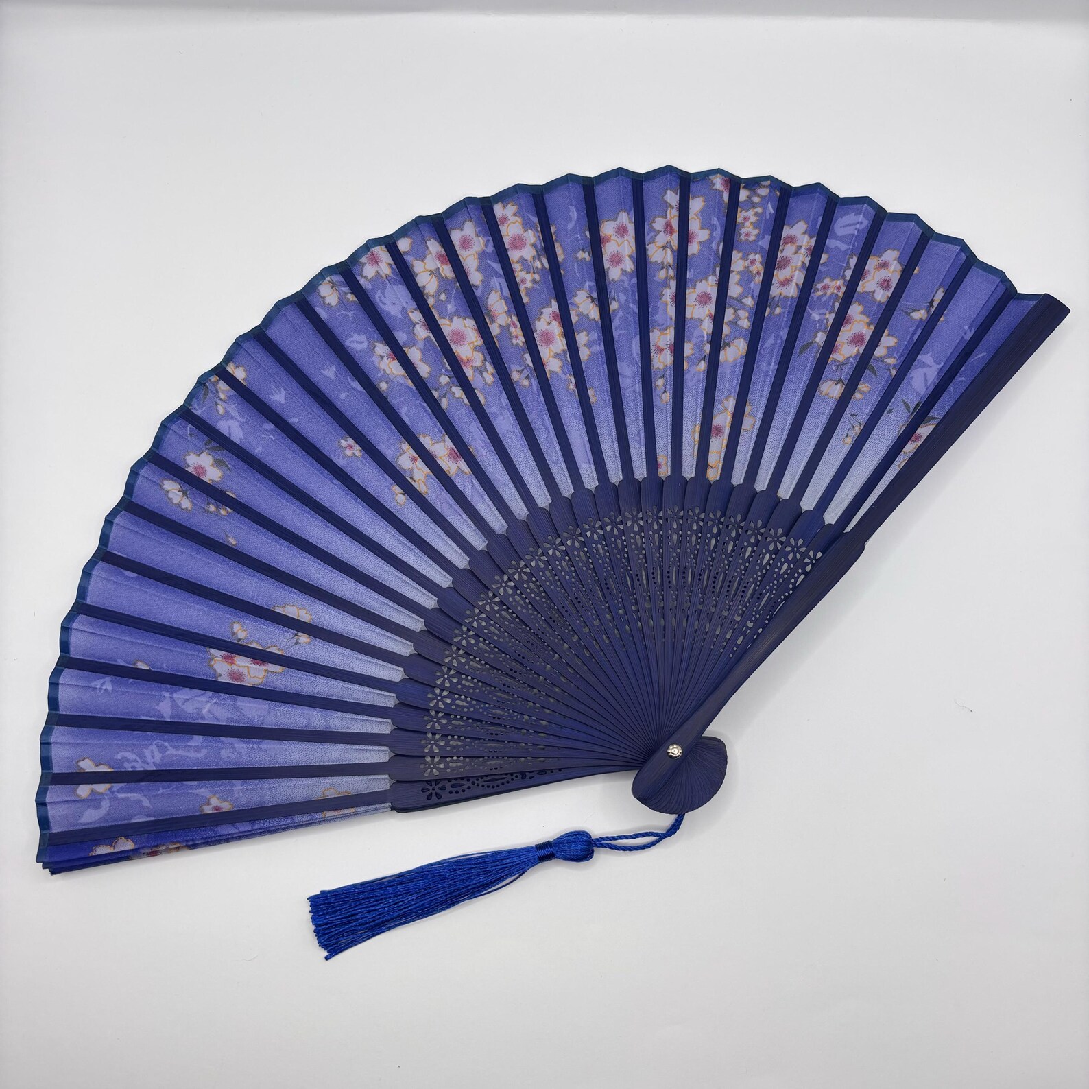 Blue Hand Fan, Floral Fan, Summer Fan, Blue Flower Fan, Vintage Fan ...