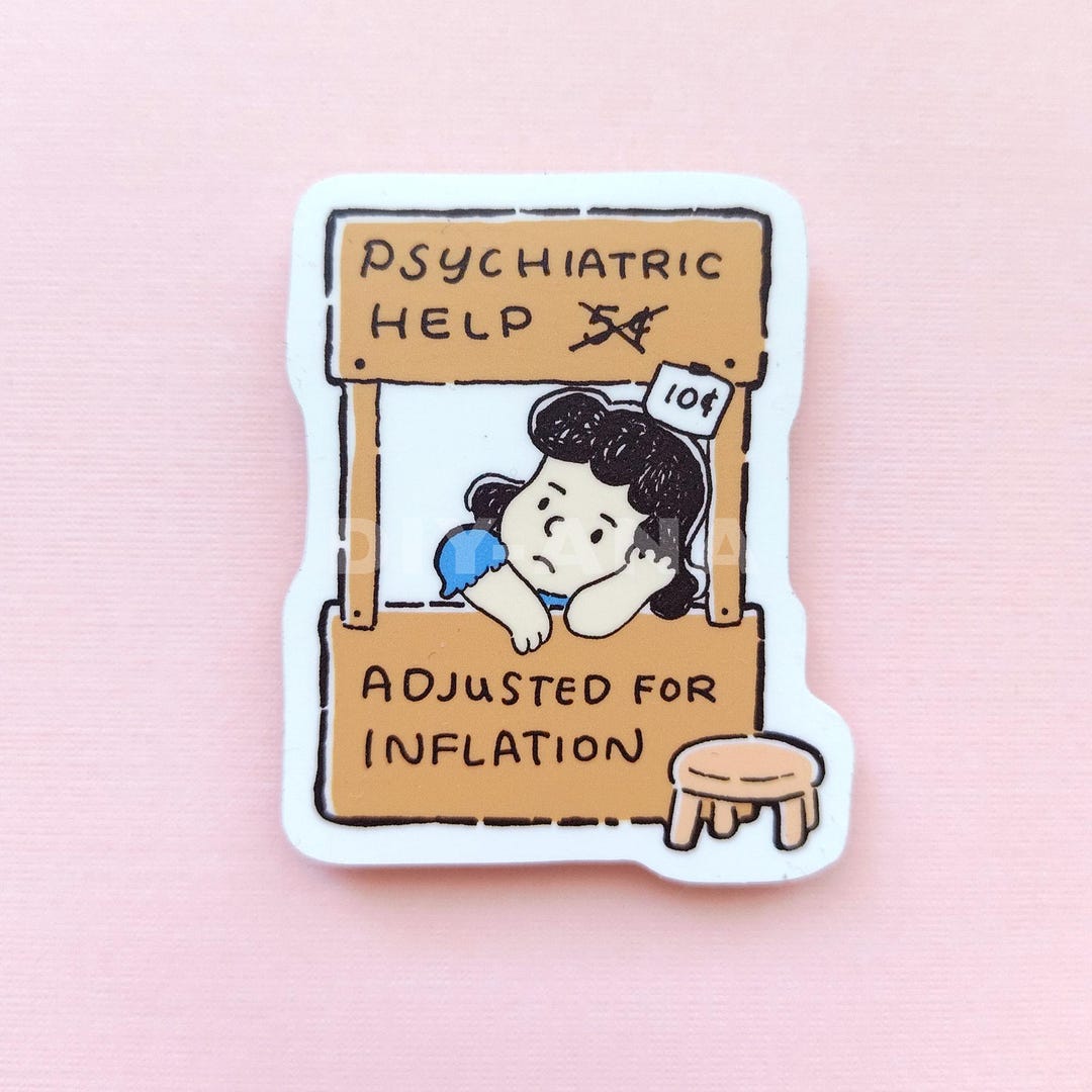 Lucy Psychiatric Booth Inflation - Peanuts Funny Sticker - Etsy
