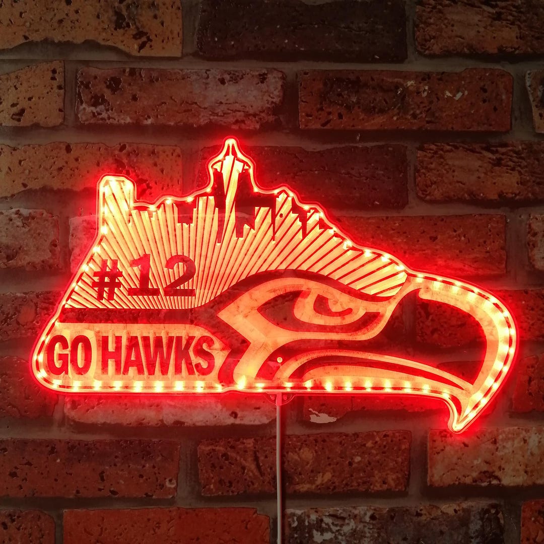 Go Hawks Neon LED Light Sign, Custom Bar Party Neon LED Sign, RGB Multi ...