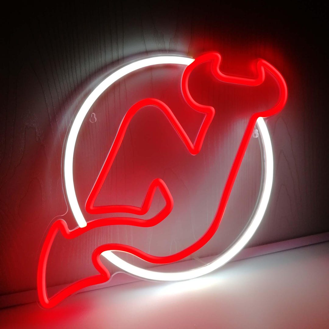 New Jersey Devils Neon LED Stripe Light Sign, Custom Sports Bar Team ...