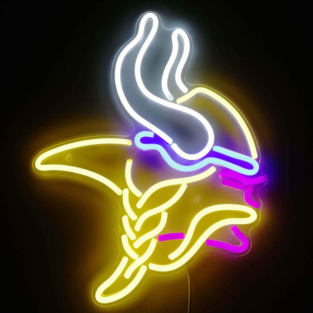 Custom Vikings Neon LED Stripe Light Sign, Custom Sports Bar Team Neon ...