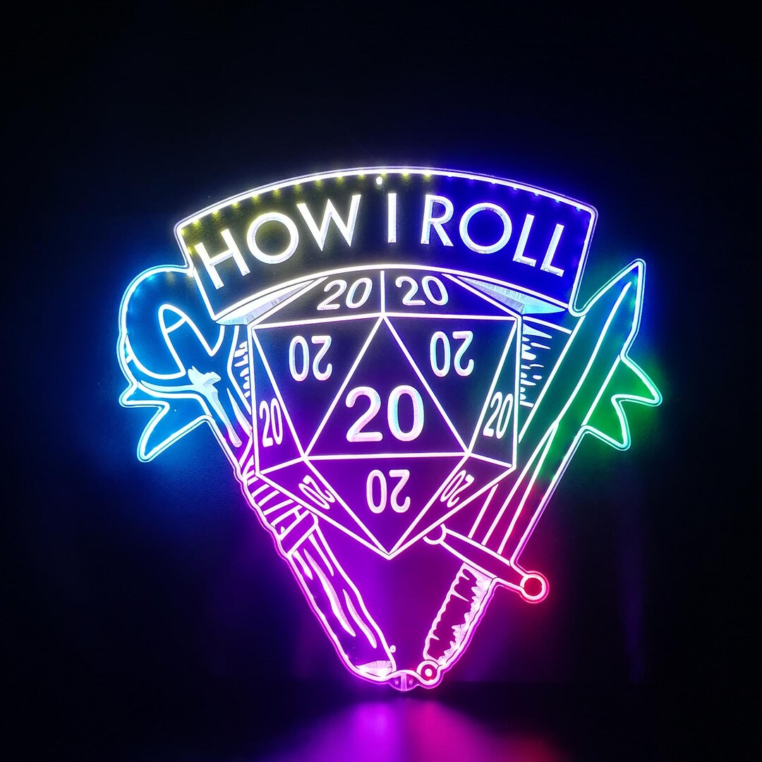 How I Roll 20 Dice Dungeon Master Neon LED Light Sign, Custom Dnd Room ...