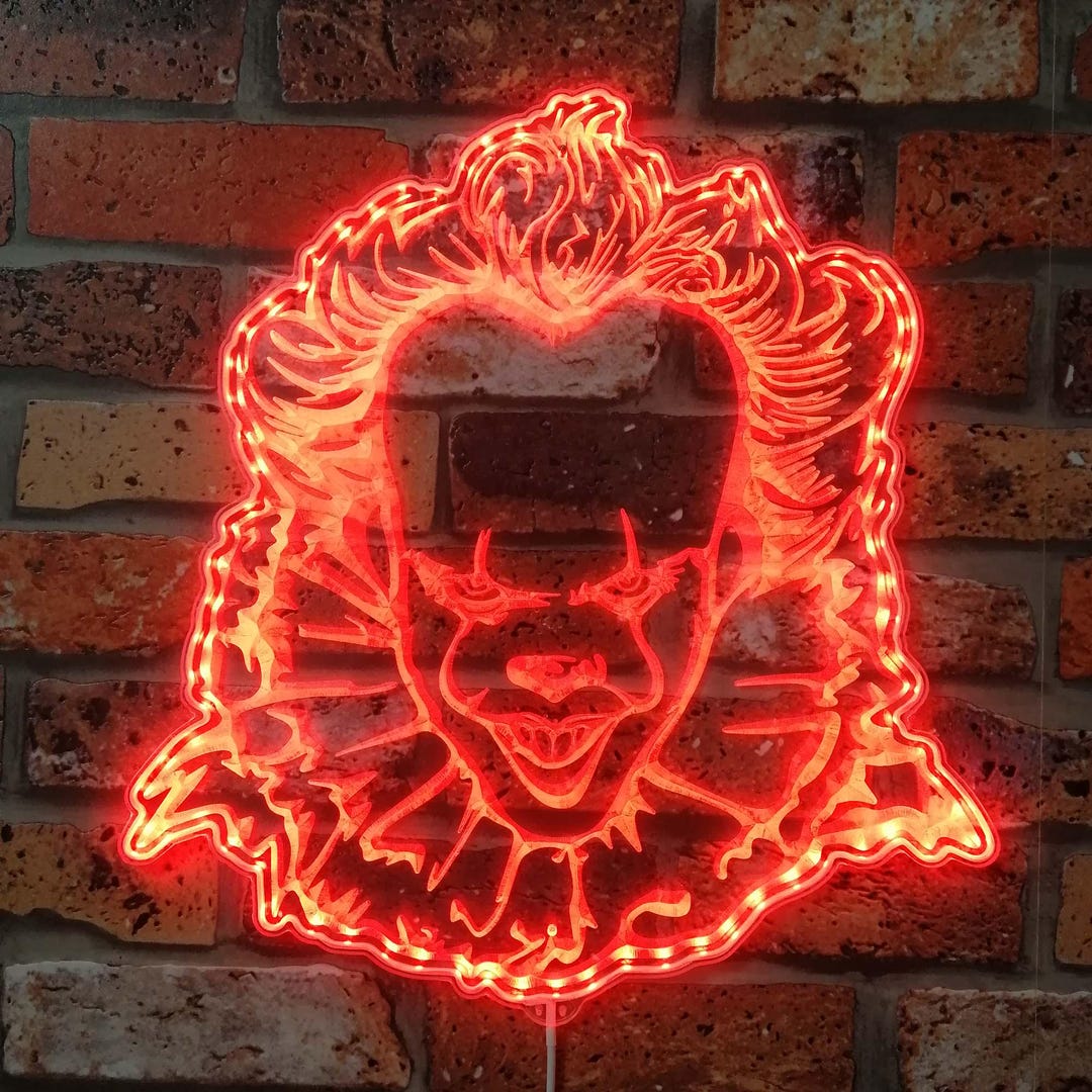 Joker Pennywise Neon LED Light Sign, Custom Spooky Man Cave Neon LED ...