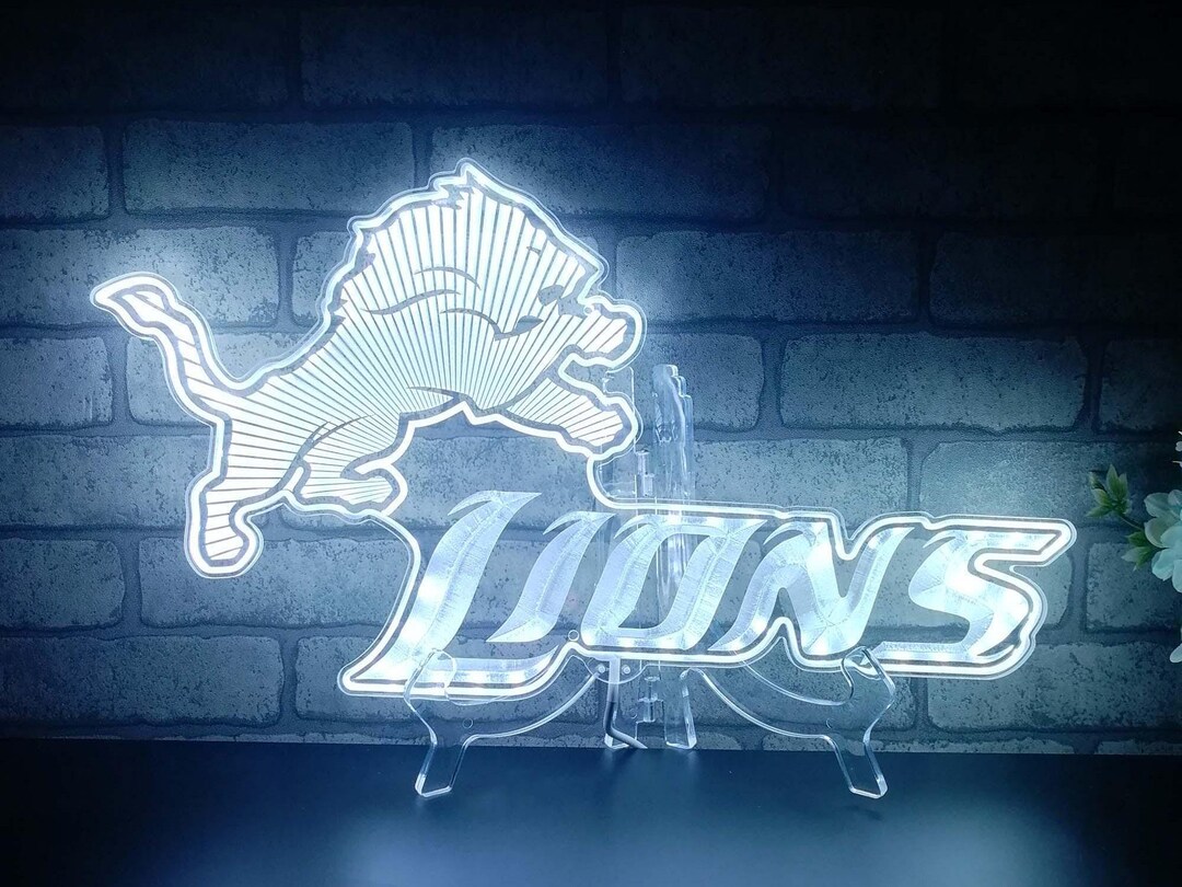 Go Lions Neon LED Light Sign, Custom Detroit Lions Bar Party Neon LED ...
