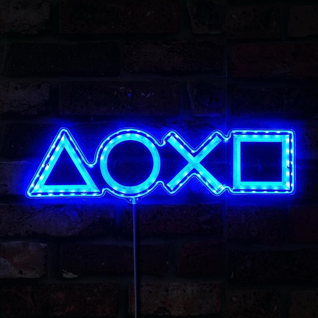 Retro Ps Gaming Icons Neon LED Light Sign, Custom Game Room Man Cave ...