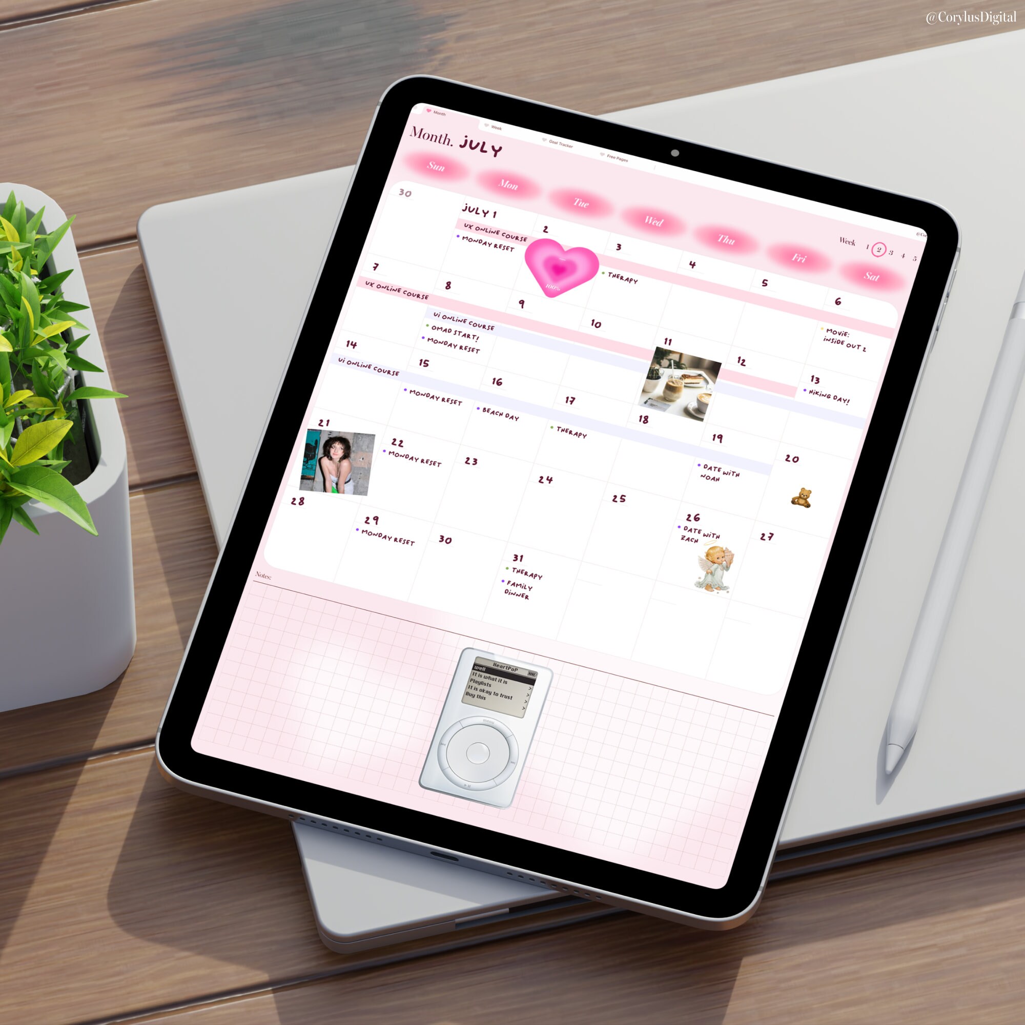 Heartpop Undated Planner, Pink Digital Planner, Goodnotes Planner, iPad ...