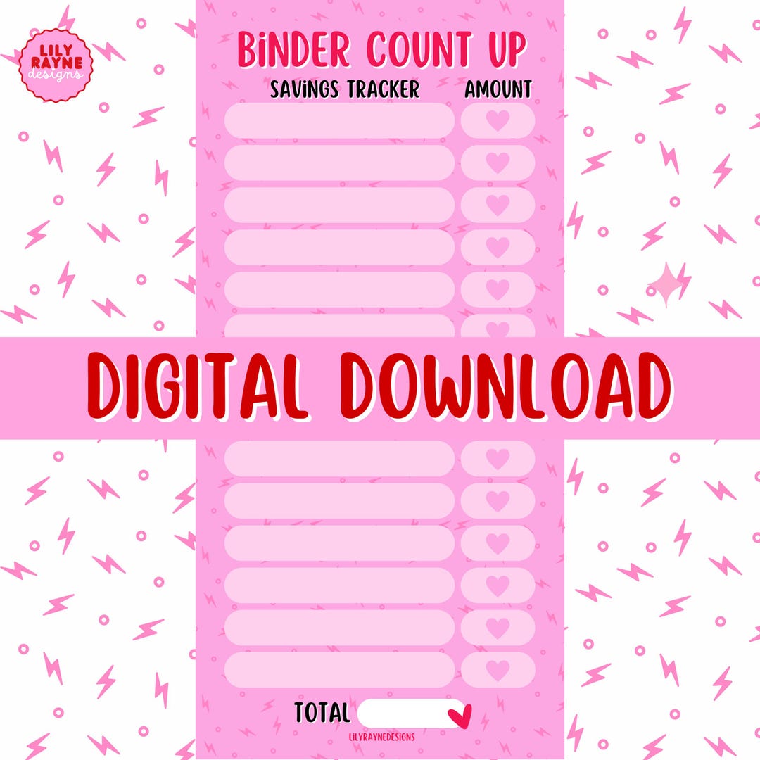 Binder Count up Sheet | DIGITAL DOWNLOAD - Etsy