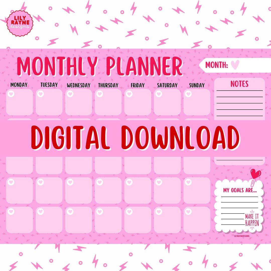 Monthly Planner Sheet | DIGITAL DOWNLOAD - Etsy