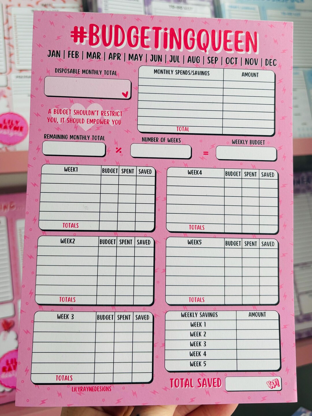 Budgettingqueen | Weekly Budget Notepad - Etsy