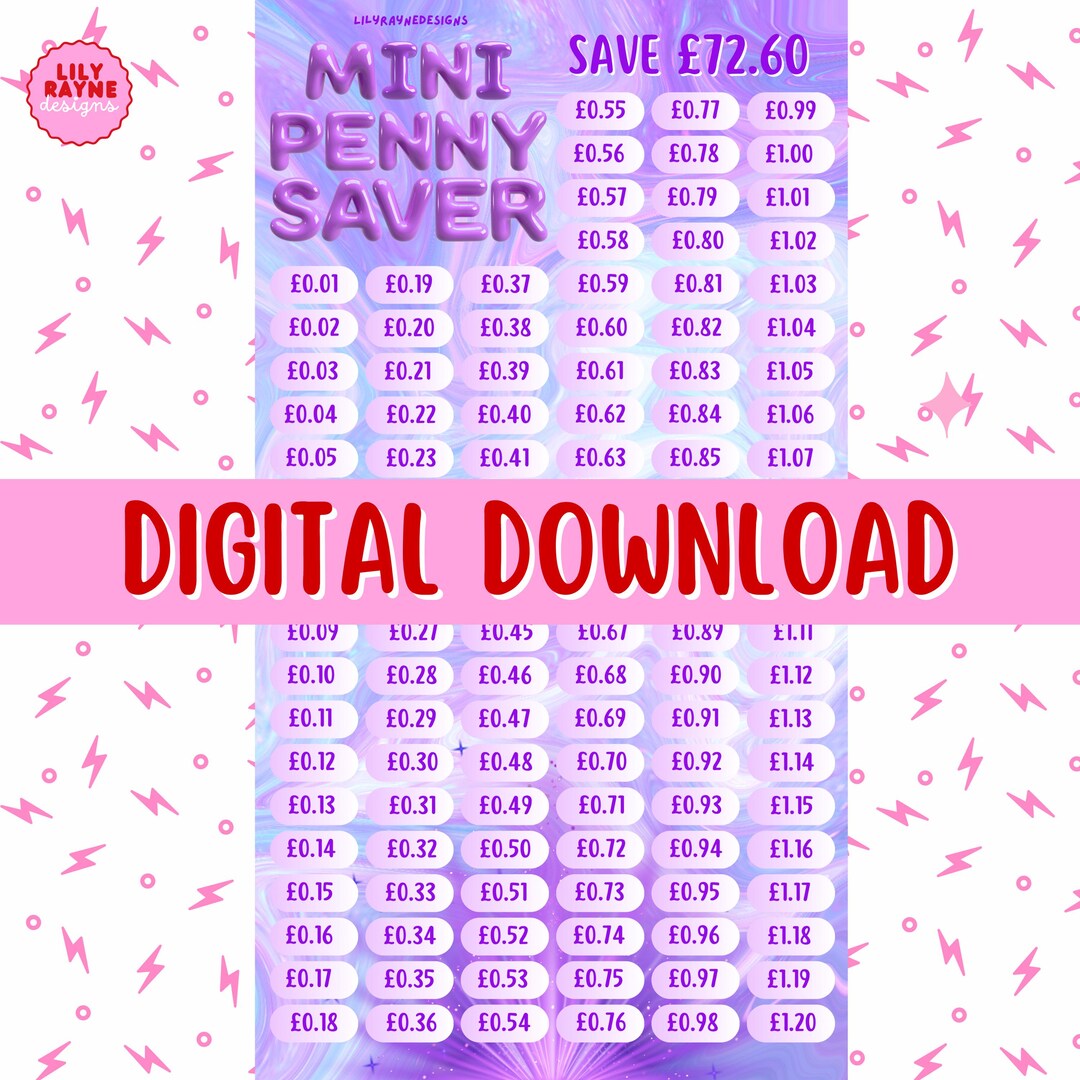 Mini Penny Saver Savings Tracker | DIGITAL DOWNLOAD - Etsy