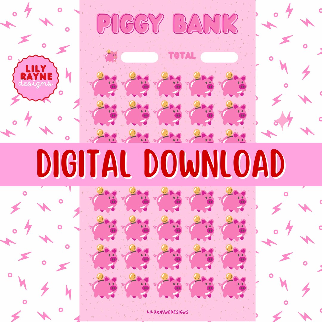 Piggy Bank Savings Tracker DIGITAL DOWNLOAD - Etsy