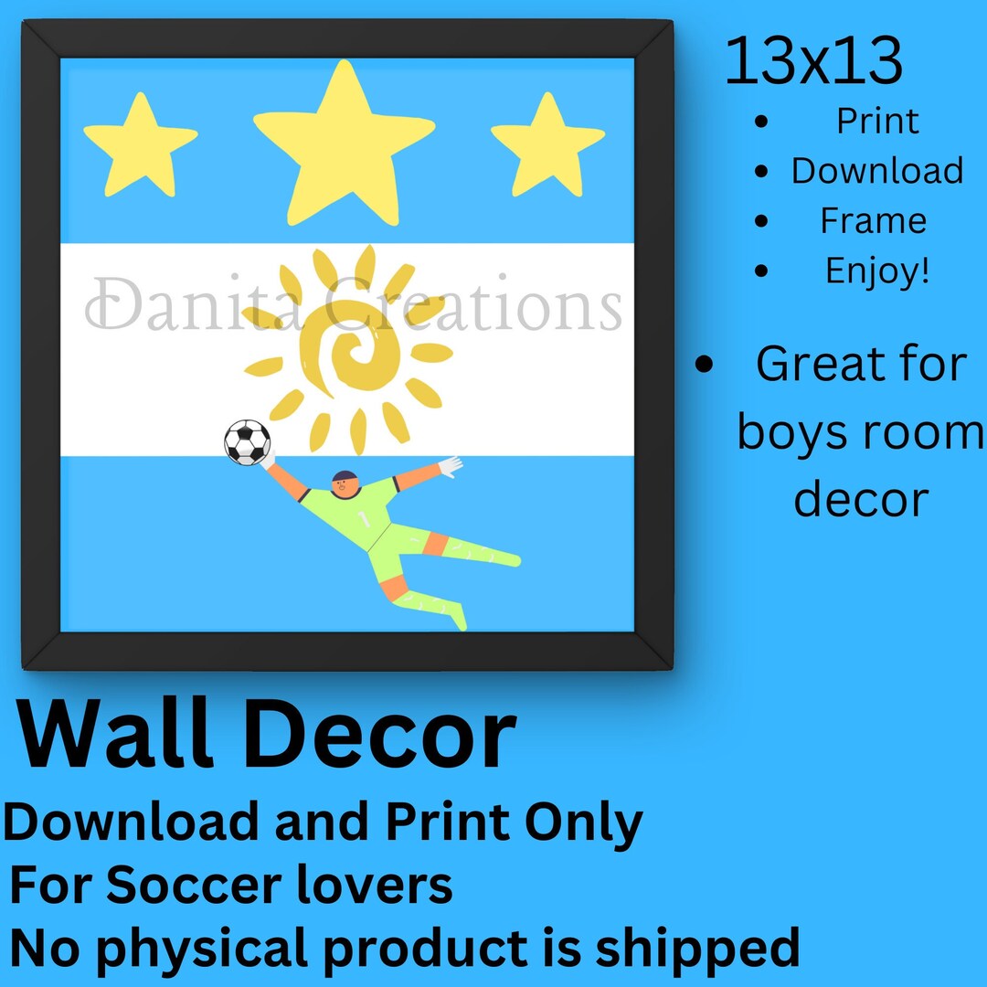 Soccer Wall Decor Printable for a Soccer Lover/ Gift for Him/ Soccer ...
