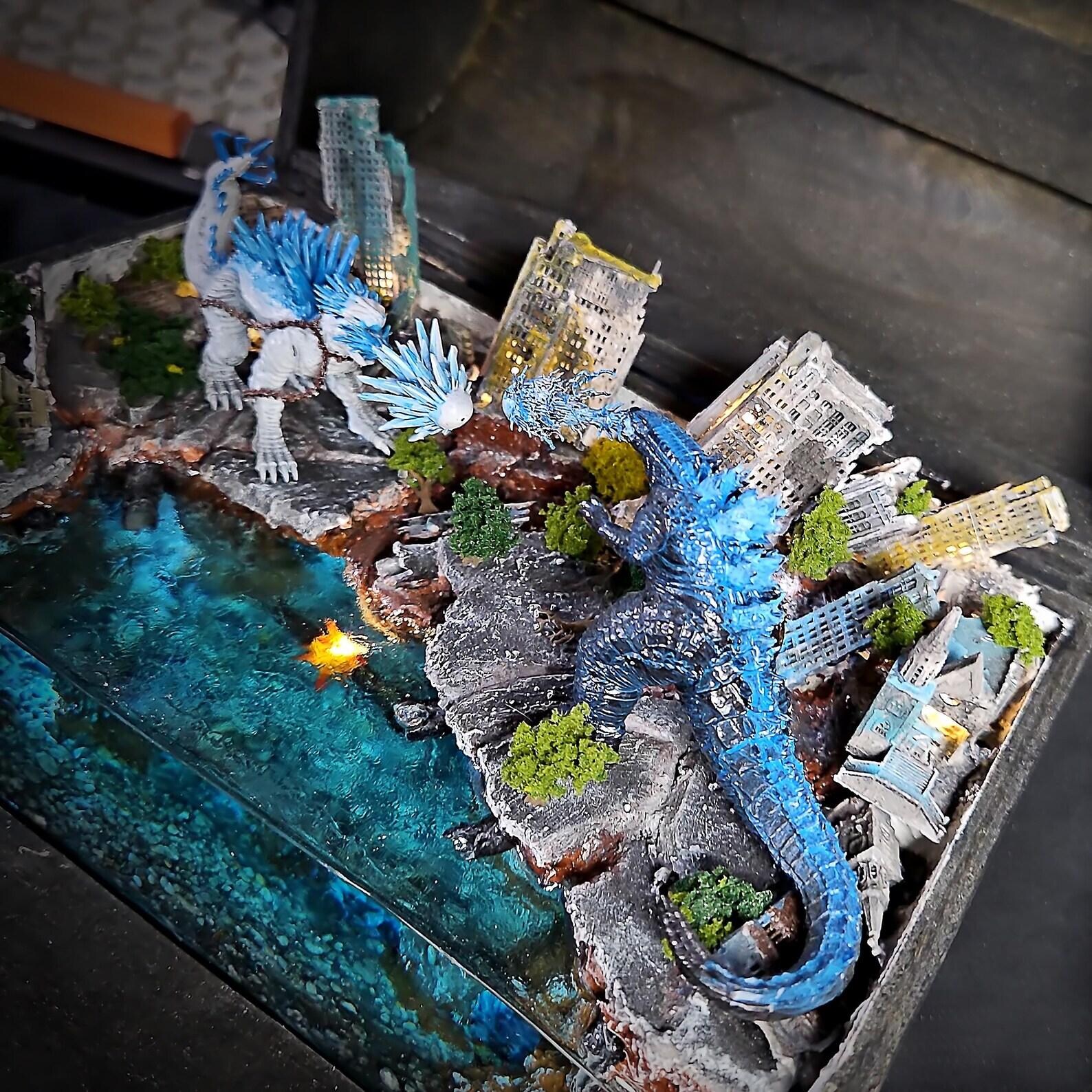 G.odzi.lla Vs Shimo Monsters Battle Light Box, Epoxy Resin Art Lamp ...