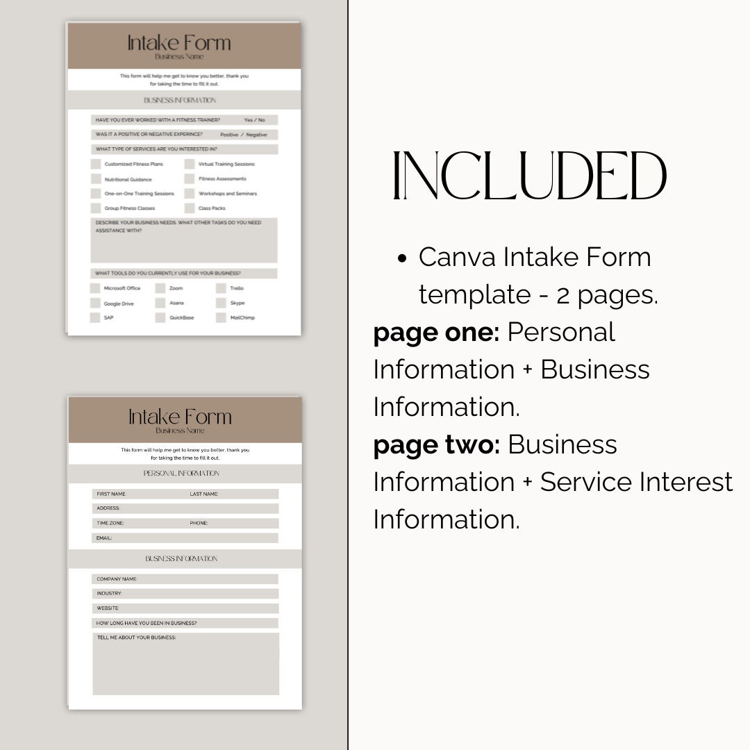 New Client Onboarding Intake Form for Fitness Trainers / Fitness ...