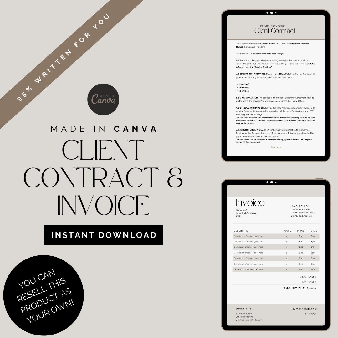 New Client Contract and Invoice Templates | New Client Agreement ...