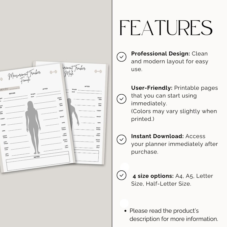 Monthly Measurement Tracker | Canva Editable Template | Fitness ...
