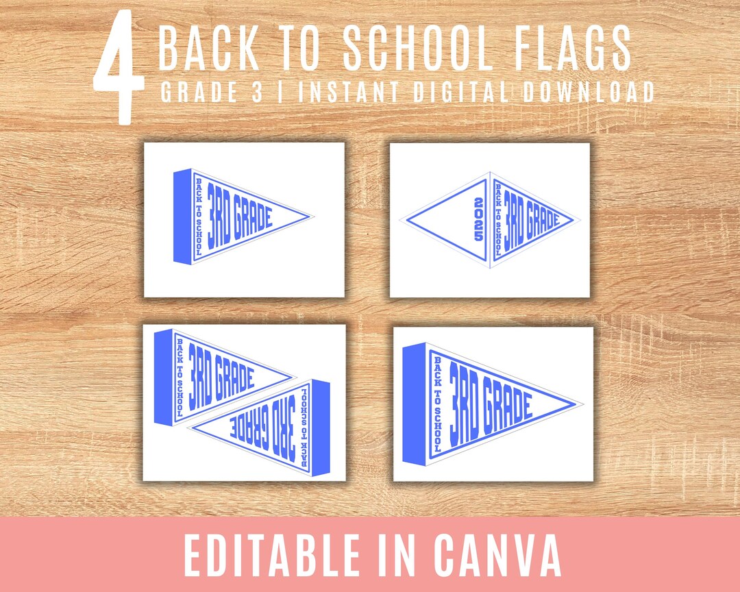 Grade 3 Printable Back to School Flags for Students, Teachers, Editable ...