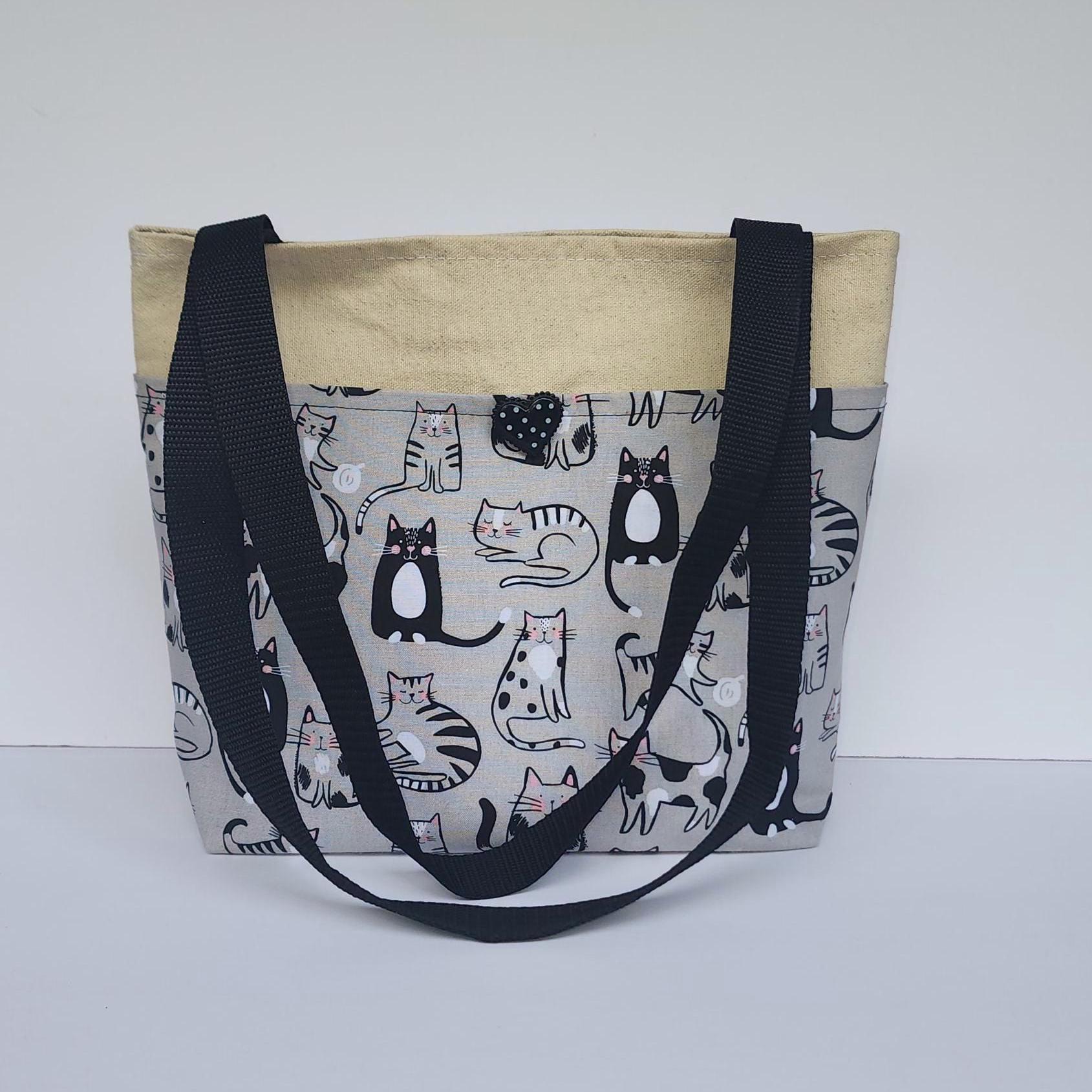 Handmade Bag, Cat Print Purse, Cute Cat Purse, Cat Print Tote, Cat ...